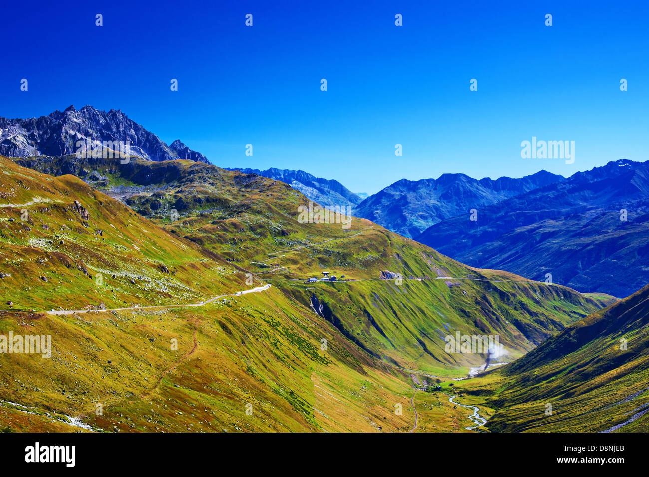 Alps mountains and road landscape Stock Photo - Alamy