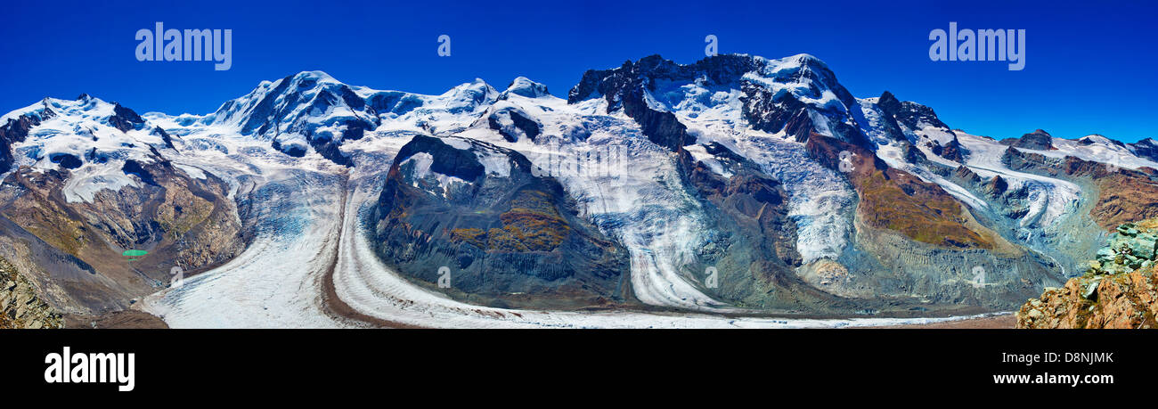 High Alps mountains glacier panorama Stock Photo - Alamy