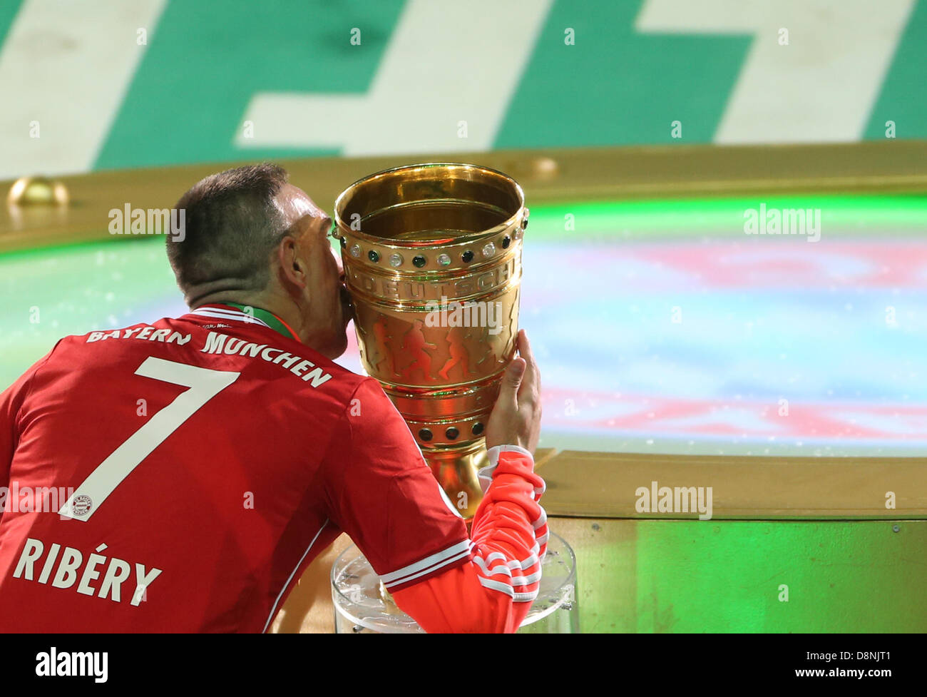 Berlin, Germany. 1st June, 2013. Bayern Munich's Franck Ribery kisses ...