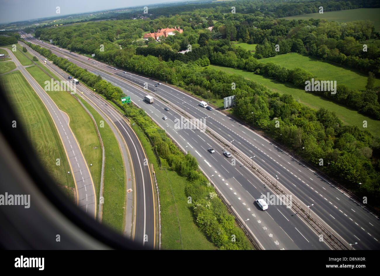 Traffic on M11 motorway essex aerial view Stock Photo - Alamy
