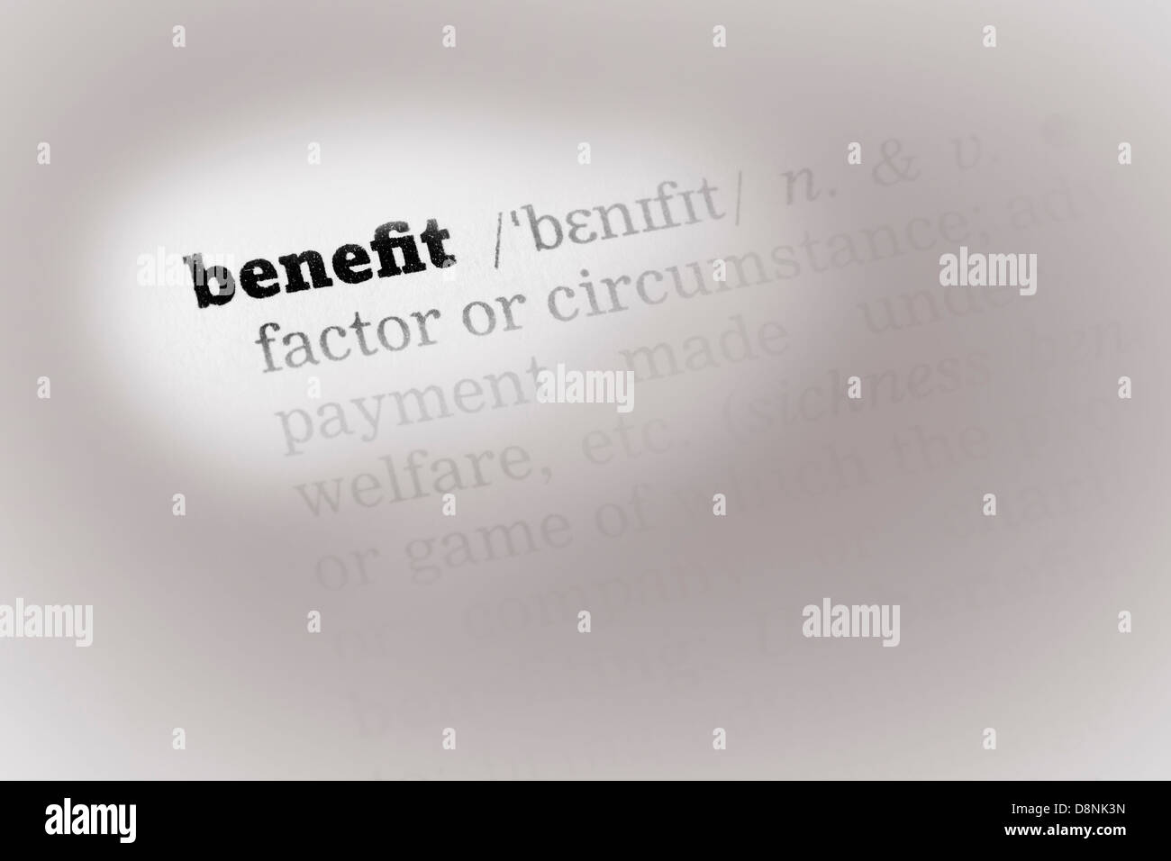 Benefit Dictionary Definition single word with soft focus Stock Photo ...