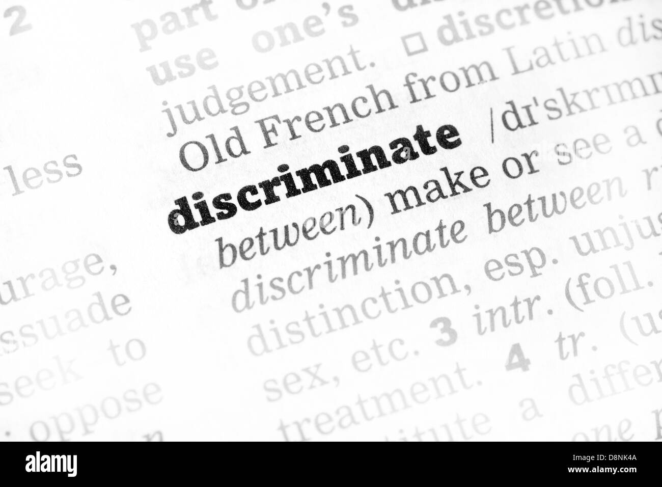 Discriminate Dictionary Definition single word with soft focus Stock ...