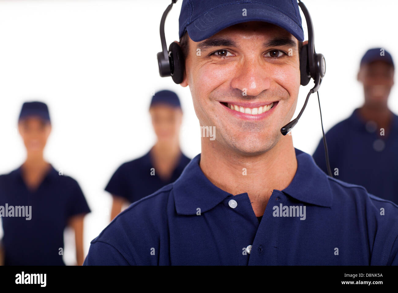 professional technician with headphones on the call Stock Photo - Alamy