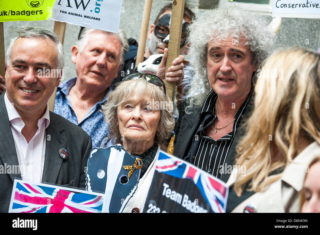London, UK. 1st June, 2013. Animal rights protestors against the badger ...