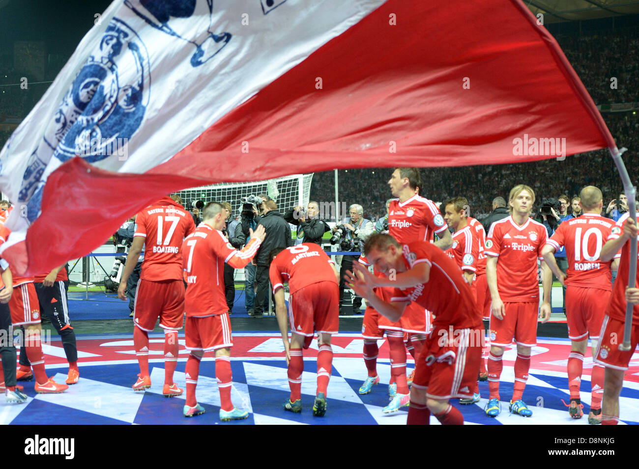 Berlin, Germany. 1st June, 2013. Players of Munich celebrate after ...