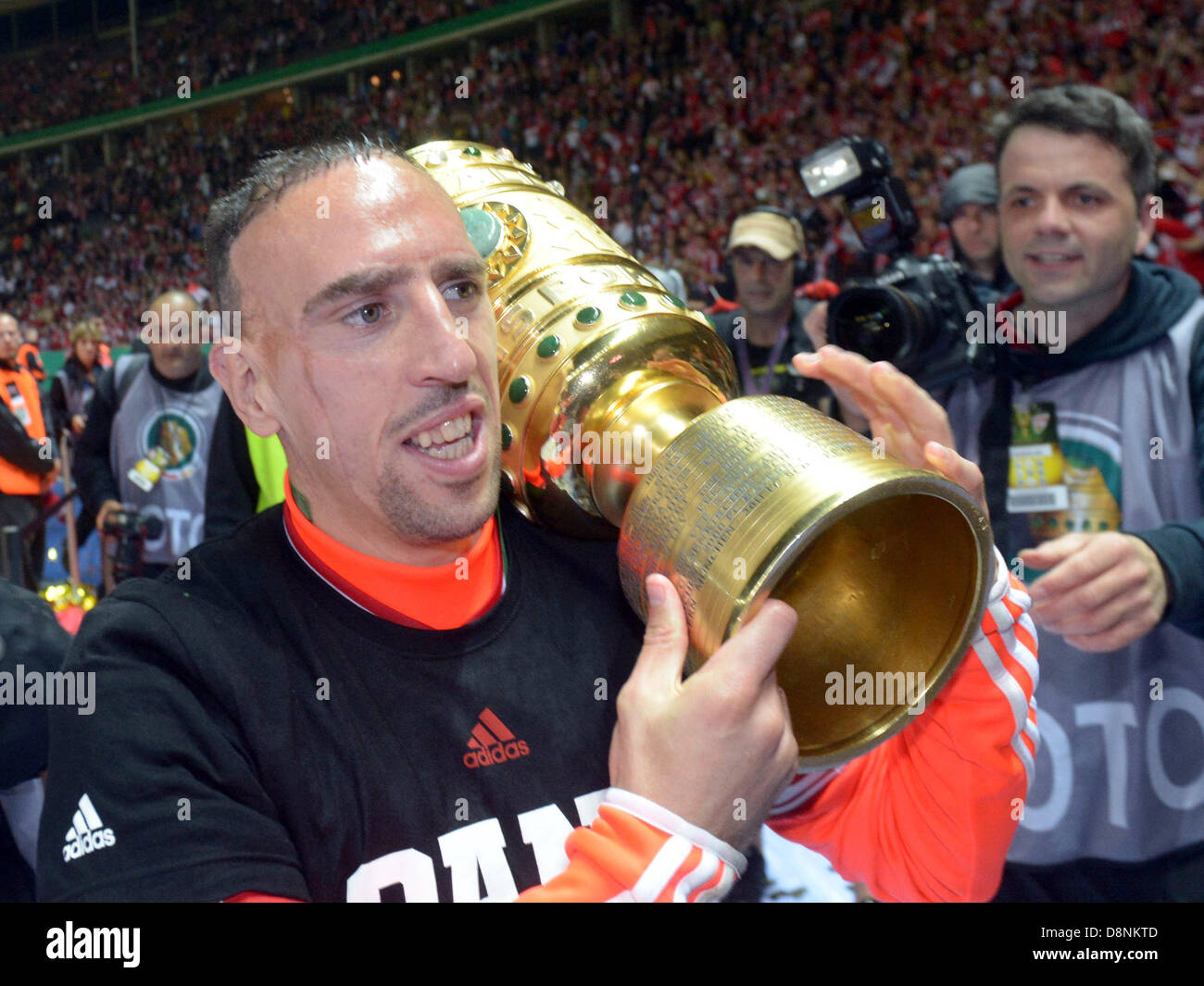 Berlin, Germany. 1st June, 2013. Munich's Franck Ribery celebrates with ...