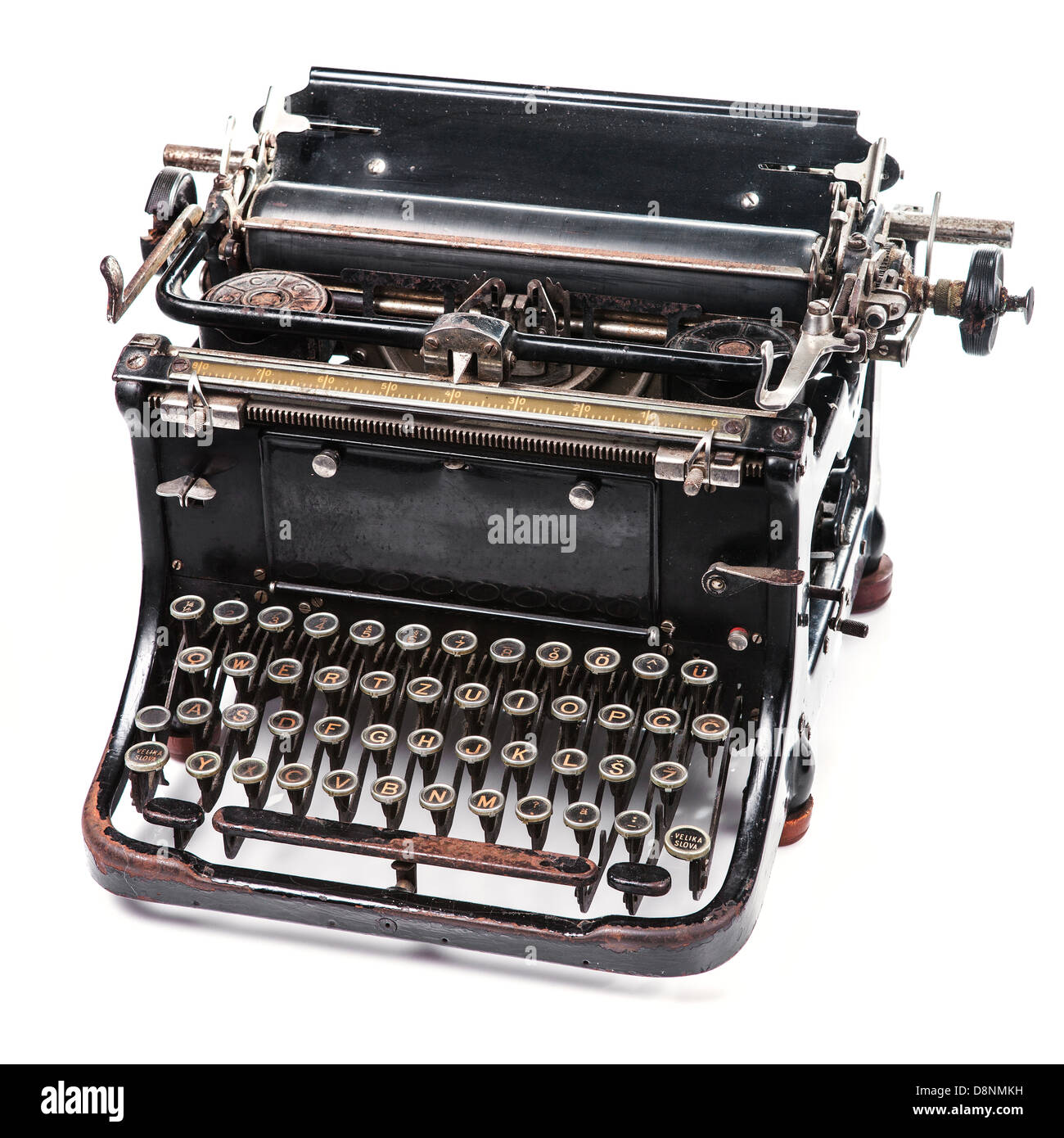 Old rusty and dusty typewriter on white background Stock Photo - Alamy