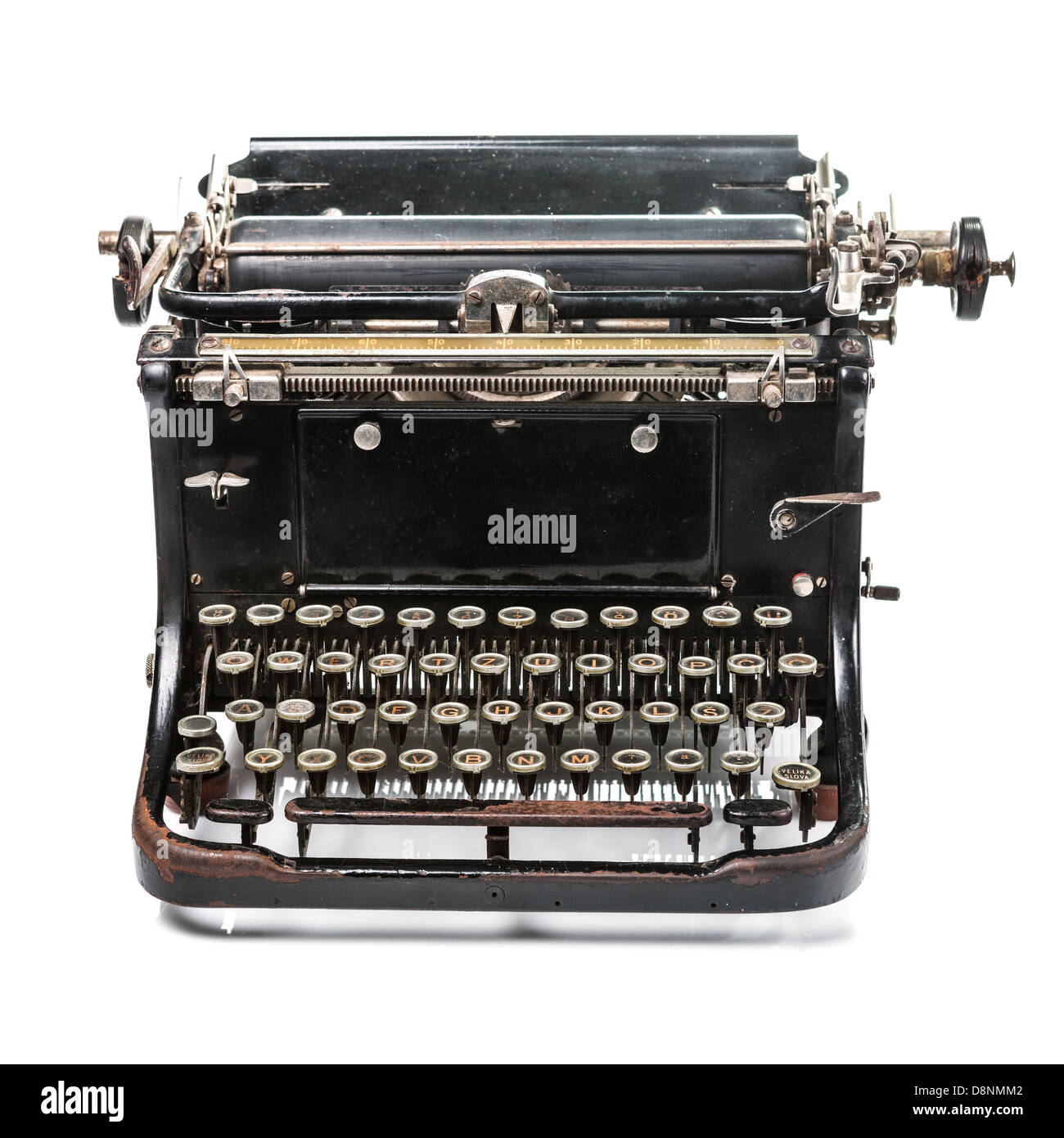 Old rusty and dusty typewriter on white background Stock Photo - Alamy