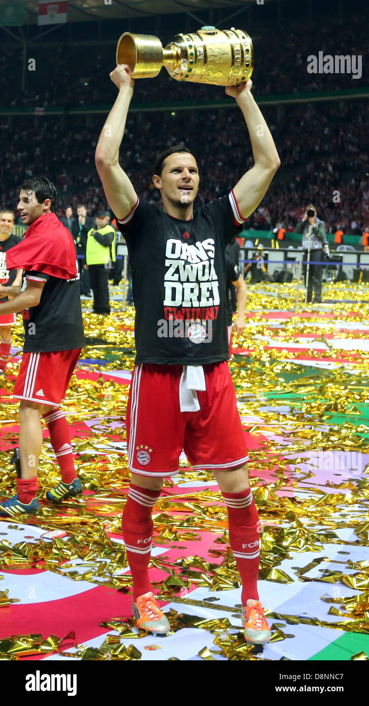Berlin, Germany. 1st June, 2013. Munich's Daniel van Buyten celebrates ...