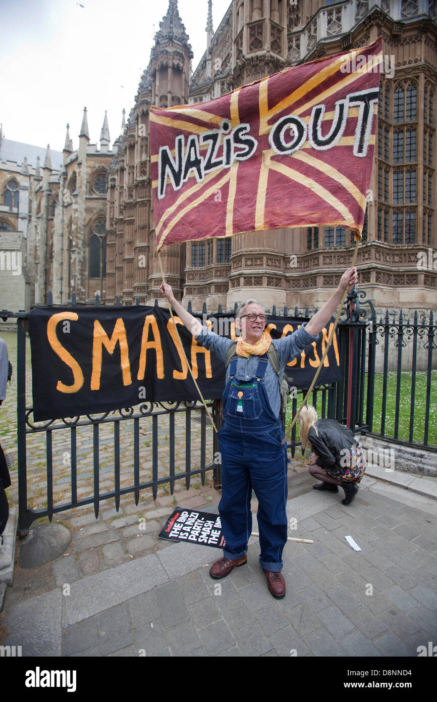 London, UK. 1st June, 2013. Rally at Westminster against the BNP ...