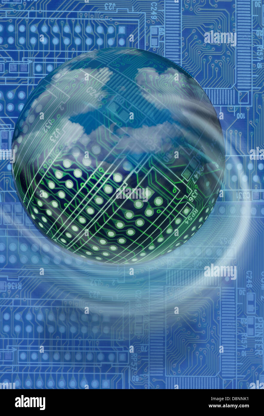 High tech circuit ball in space Stock Photo - Alamy