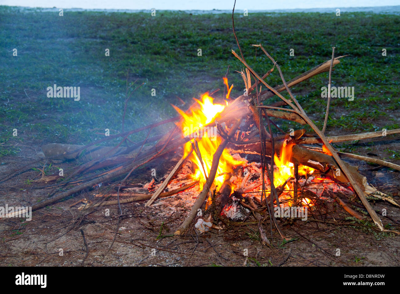 Camp fire at night Stock Photo - Alamy