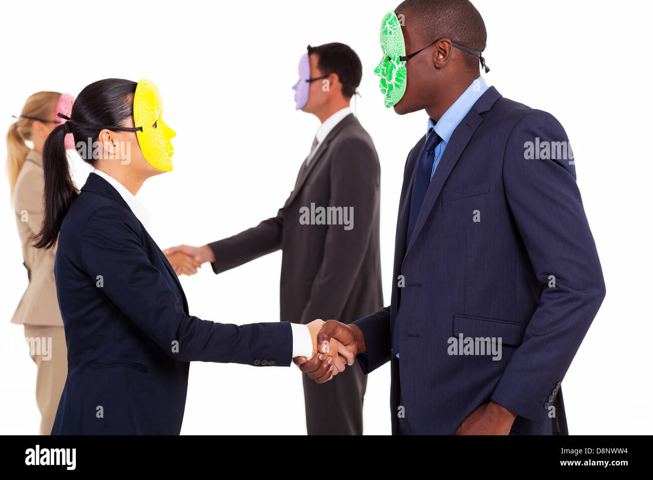 business people with mask handshake on white Stock Photo - Alamy