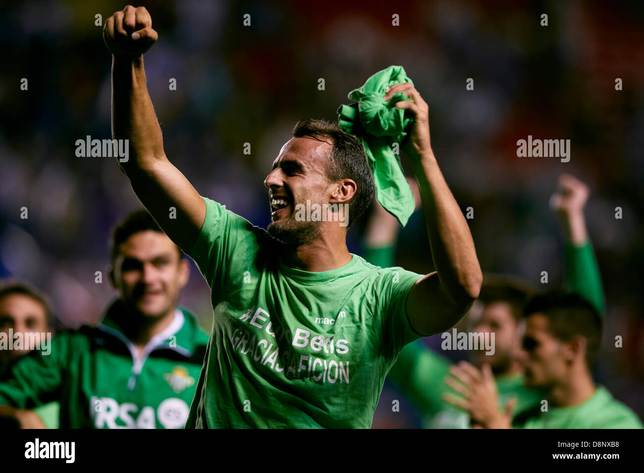 Valencia, Spain. 1st June, 2013. Betis Players celebrate their ...