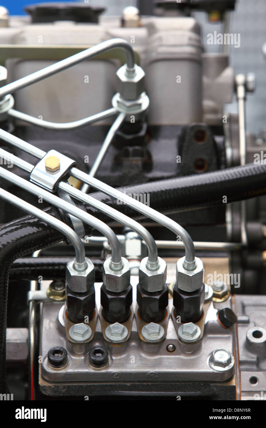 supply system for diesel fuel, clean motor block, diesel engine detail ...