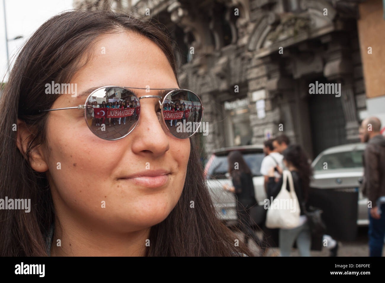 Milan, Italy - June 1, 2013: Turkish people protest in defence of ...