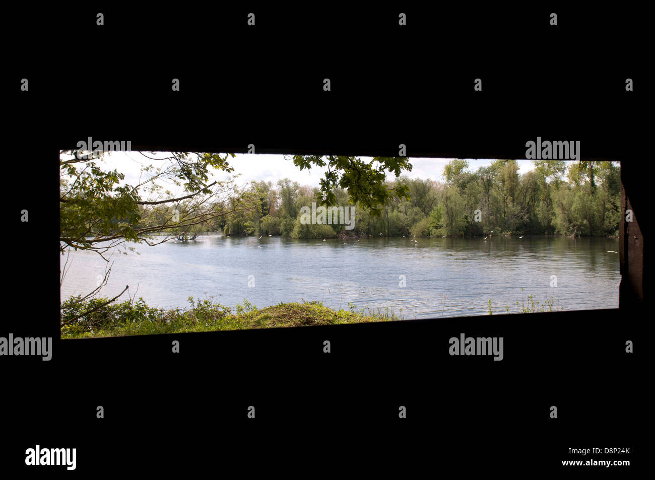 View from Kingfisher Hide, Paxton Pits Nature Reserve, Cambridgeshire ...