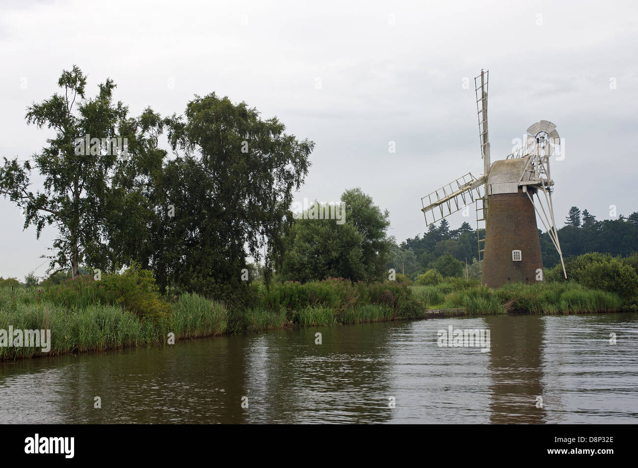 Windmill Norfolk Broads UK Stock Photo - Alamy