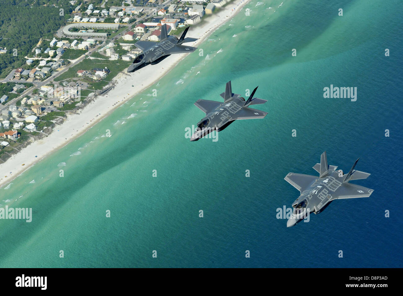 US Air Force F-35A Lightning II stealth fighter aircraft assigned to the 58th Fighter Squadron ...