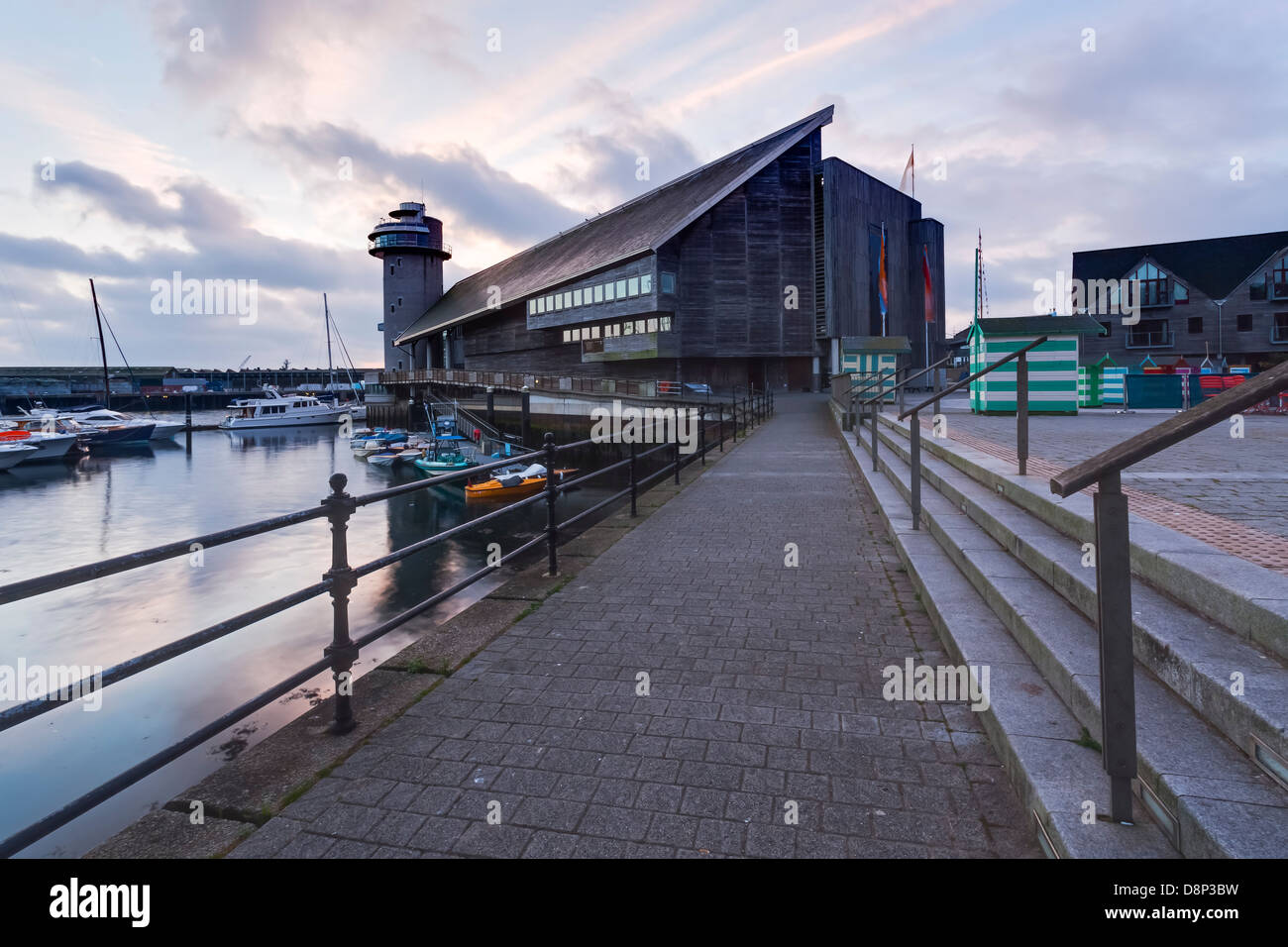 Dawn at Discovery Quay with the National Maritime Museum Falmouth in the background Stock Photo ...