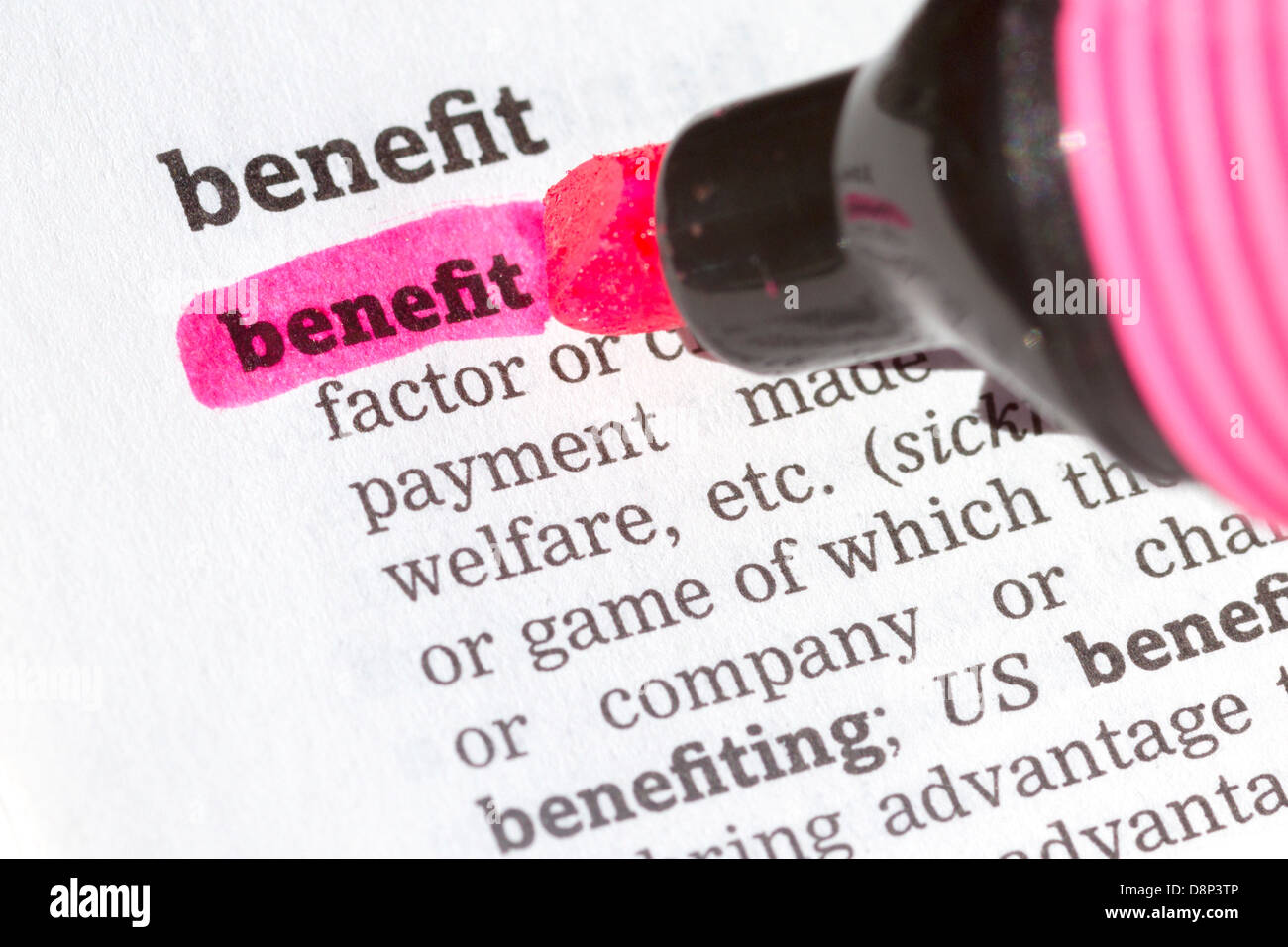 Benefit Dictionary Definition single word with soft focus Stock Photo ...
