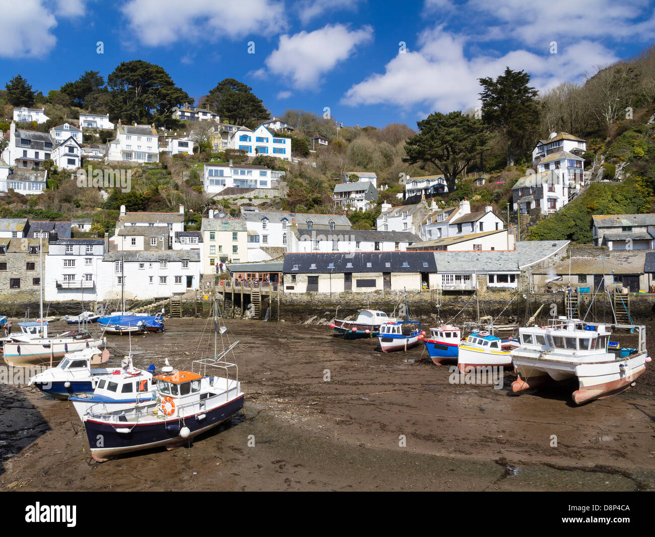 Boats in Polperro Harbour Cornwall England UK Stock Photo - Alamy