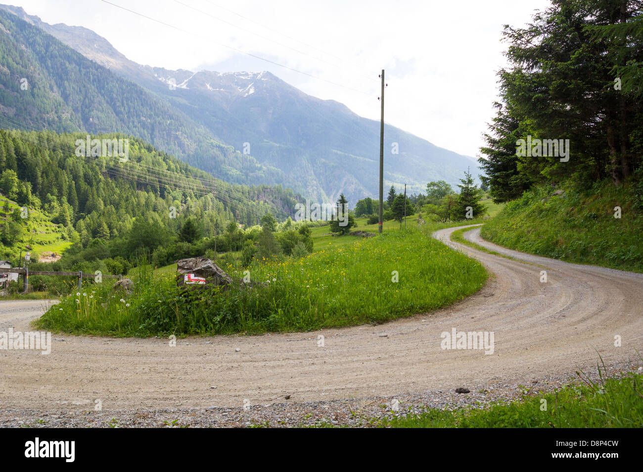 small country road in the Swiss Alps Stock Photo - Alamy