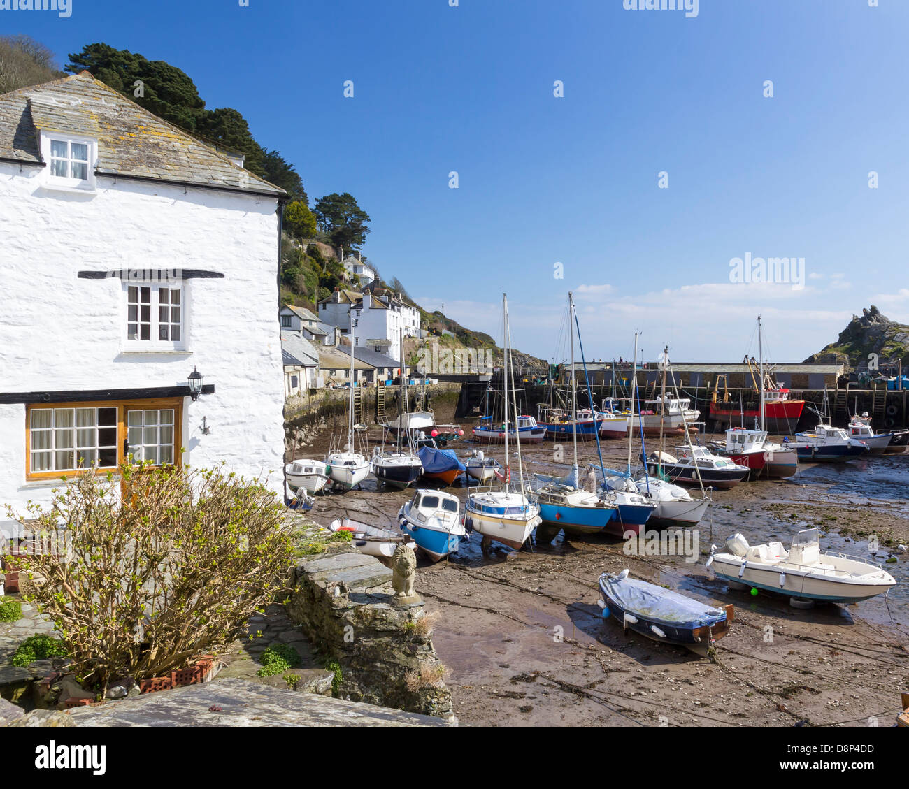 Boats in Polperro Harbour Cornwall England UK Stock Photo - Alamy