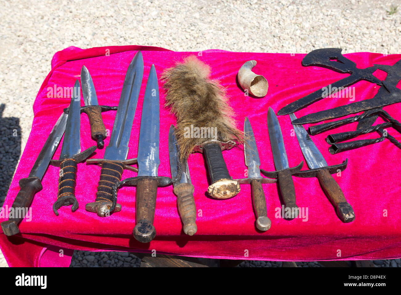 Medieval weapons put on the table Stock Photo - Alamy