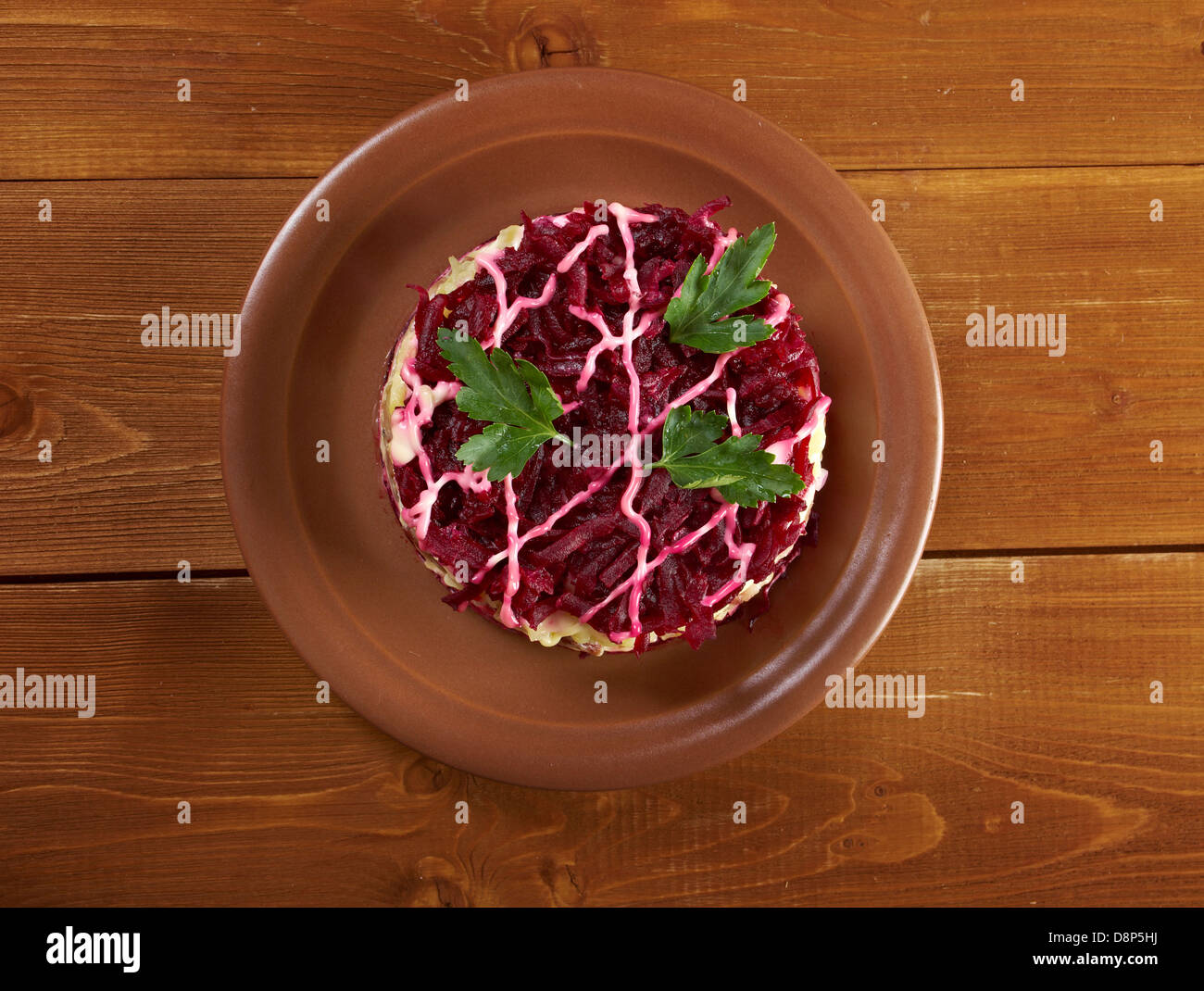traditional russian salad with salted herring and beet -Selyodka Pod ...