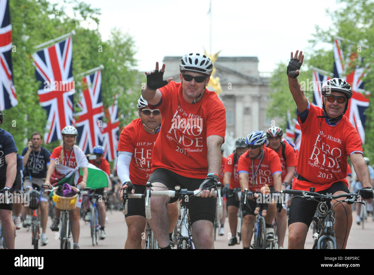 The Mall, London, UK. 2nd June 2013. The riders of the Help for Heroes ...