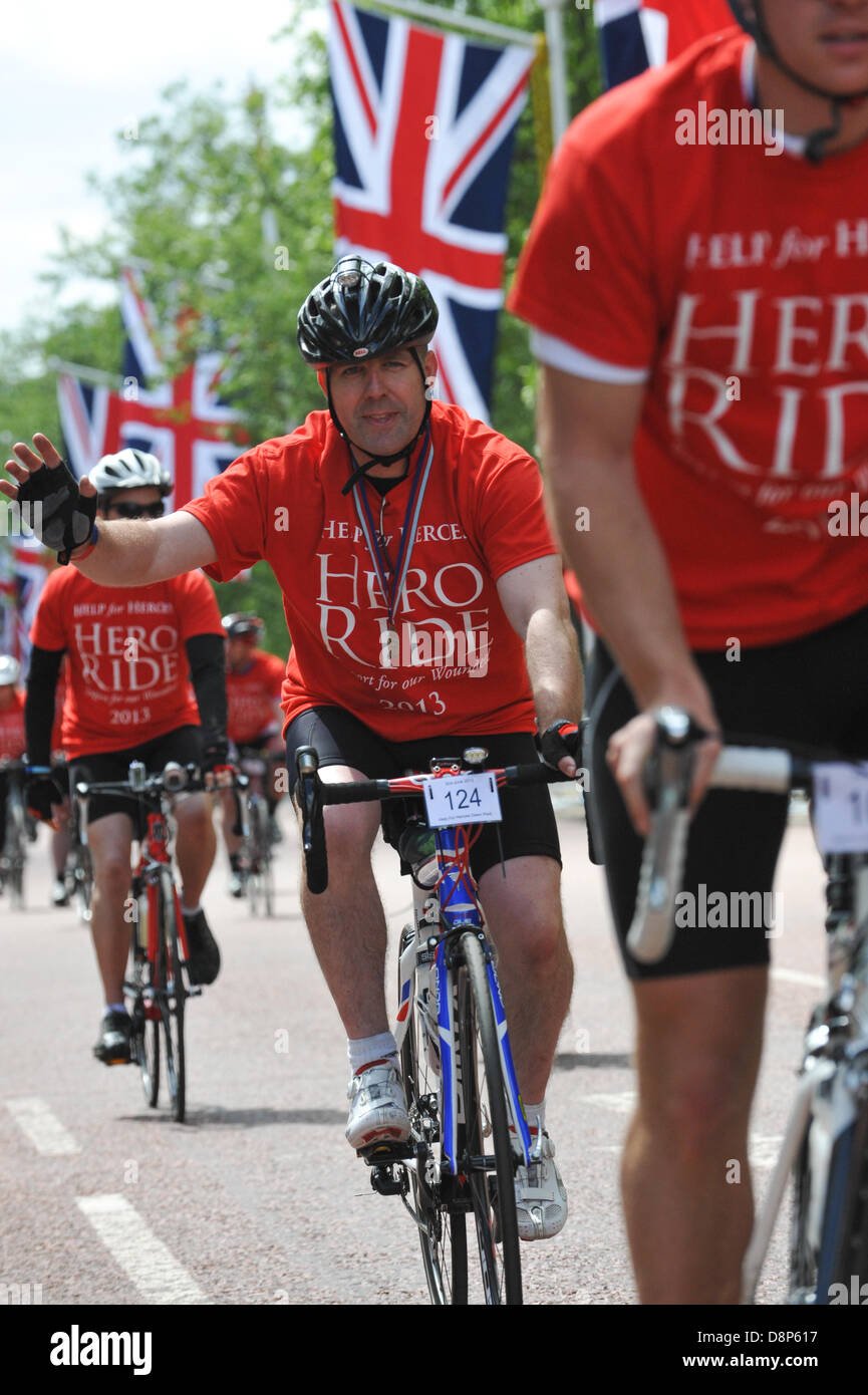 The Mall, London, UK. 2nd June 2013. The riders of the Help for Heroes ...