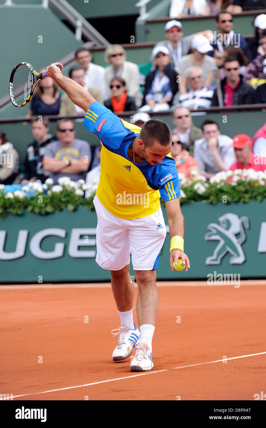 Paris, France. 2nd June, 2013. Viktor Troicki of Serbia in action ...