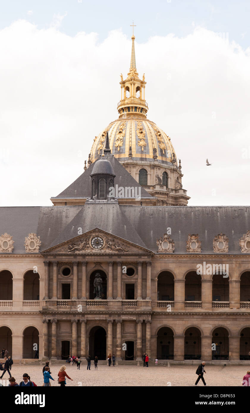 Invalides in Paris and Army museum, detail inside the Invalides Stock ...