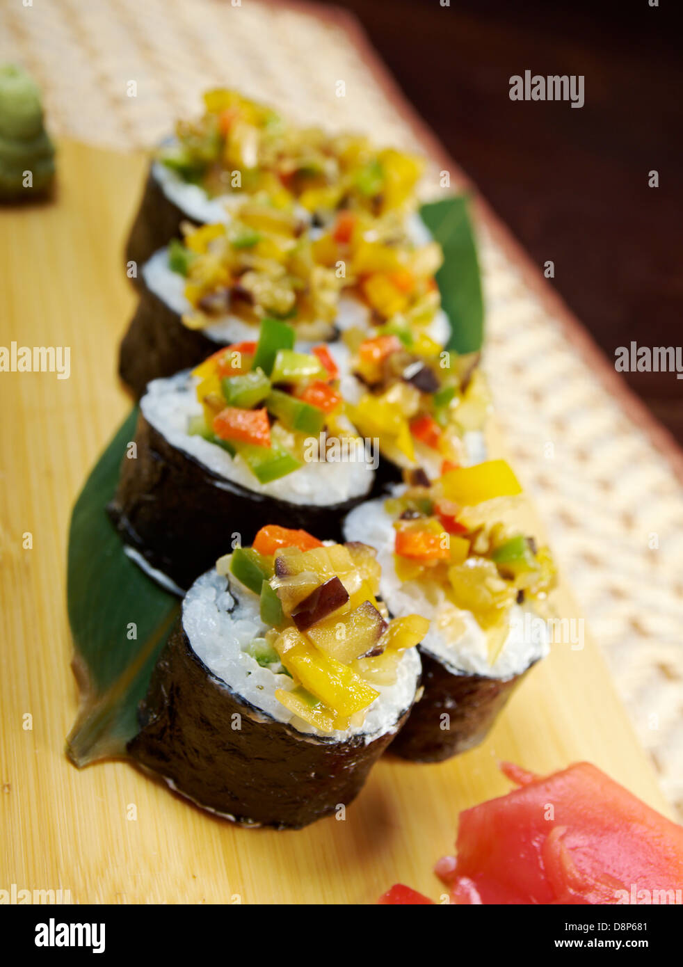 Japanese sushi . traditional japanese food .Roll made of roasted fish ...