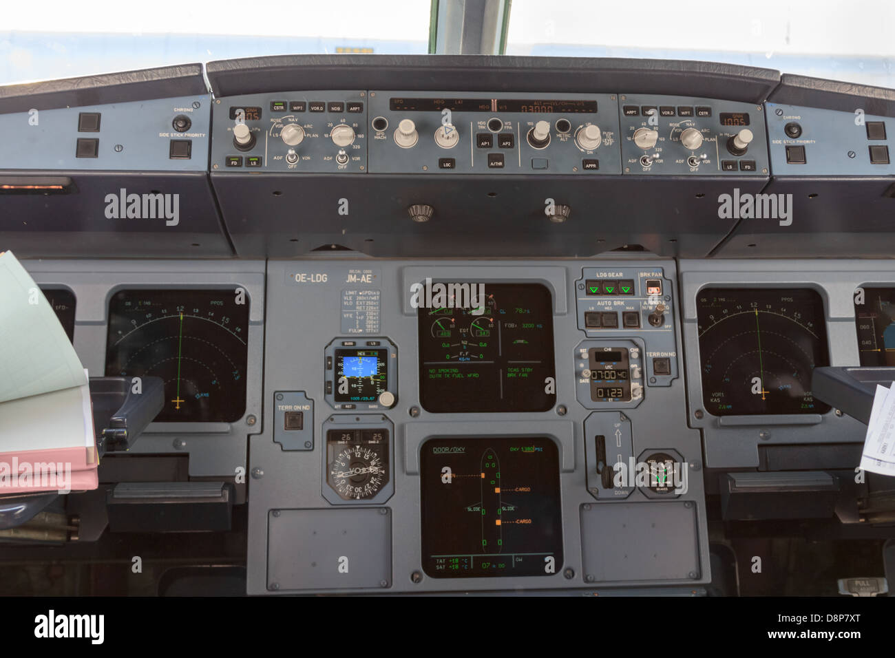 Cockpit of a plane with multiple instruments Stock Photo - Alamy