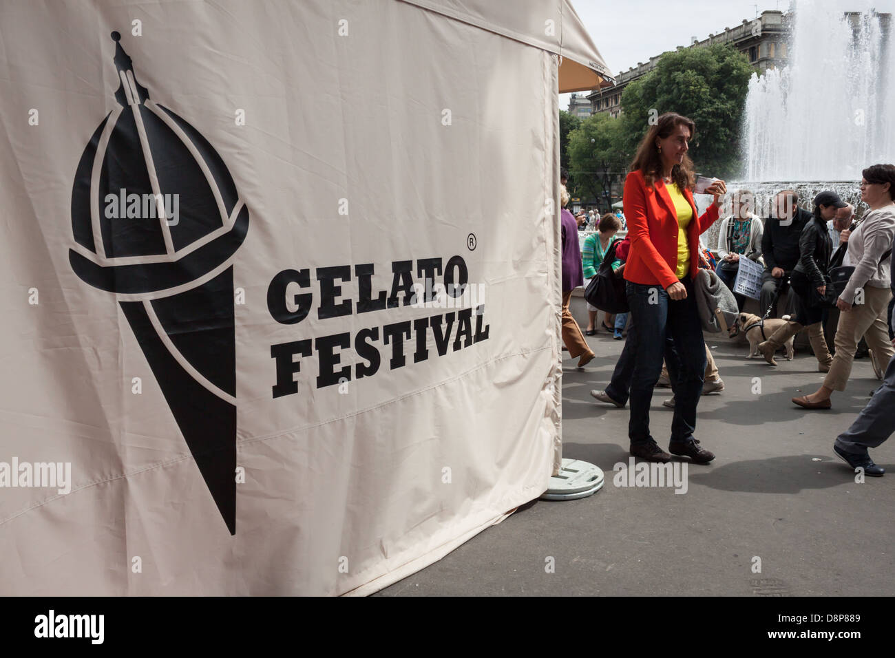 Milan, Italy - June 1, 2013: People visit Gelato Festival, annual event ...