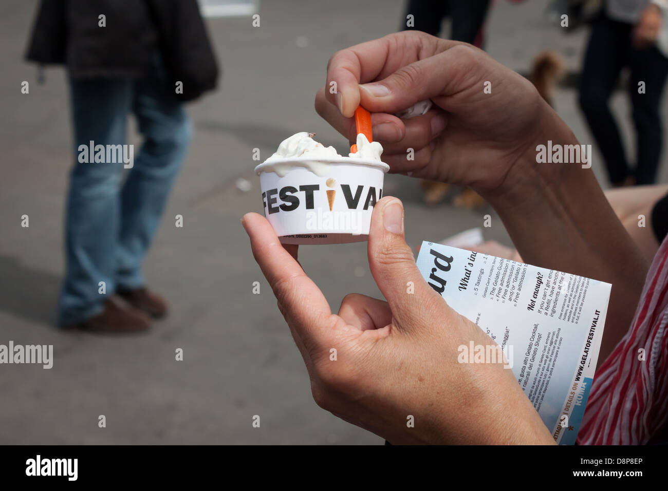 Milan, Italy - June 1, 2013: People visit Gelato Festival, annual event ...