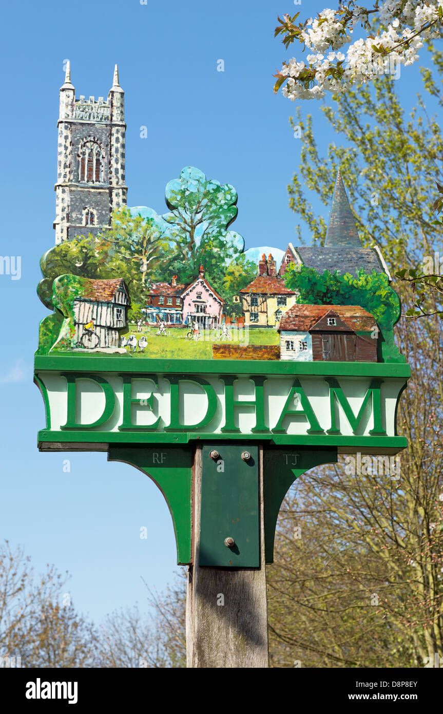 Dedham village sign, Essex, UK Stock Photo - Alamy