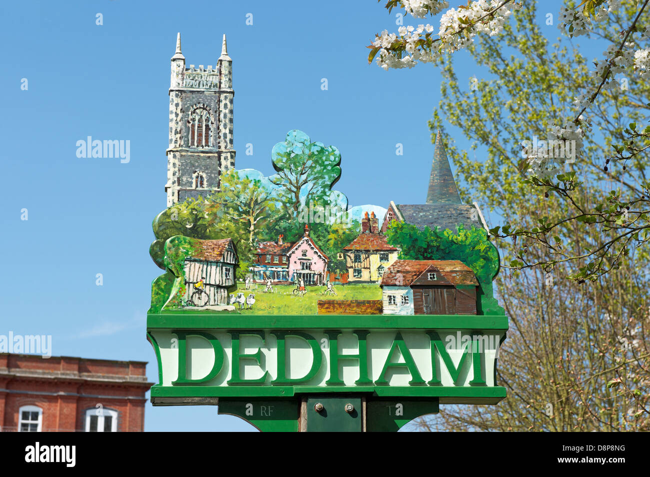 Dedham village sign Stock Photo - Alamy