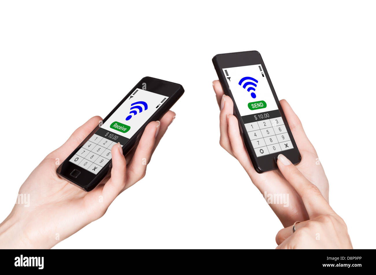 Two mobile phones with NFC payment technology. Near field communication ... Two mobile phones with NFC payment technology. Near field communication ...