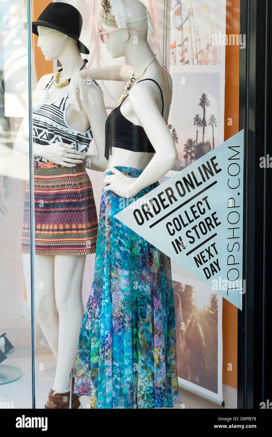 Order online collect in store sign in Top Shop window Stock Photo - Alamy