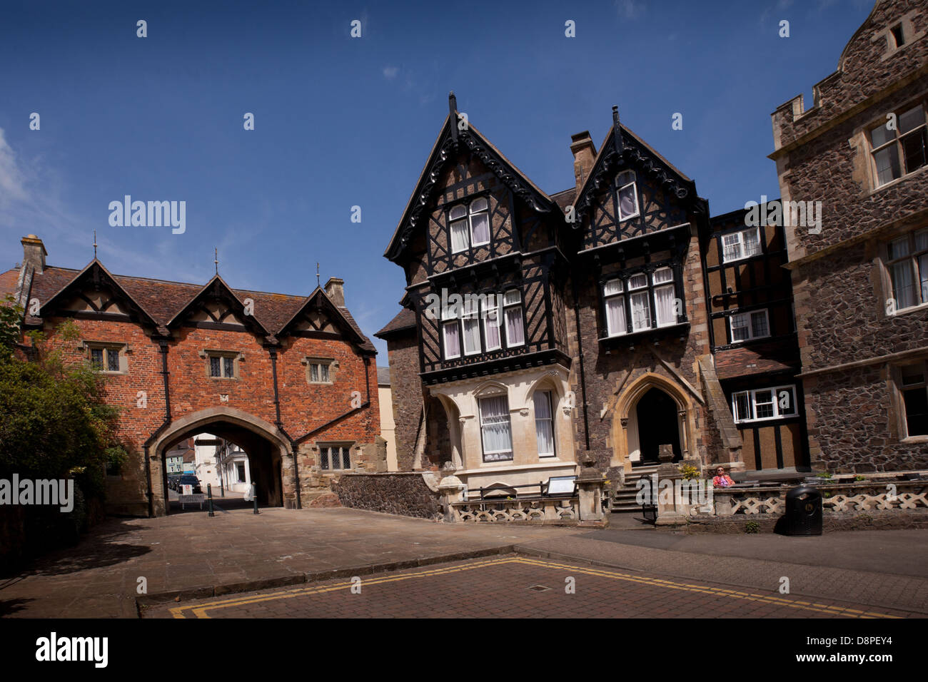 The Abbey Hotel, Great Malvern, Worcs Uk with the town gate to its left ...
