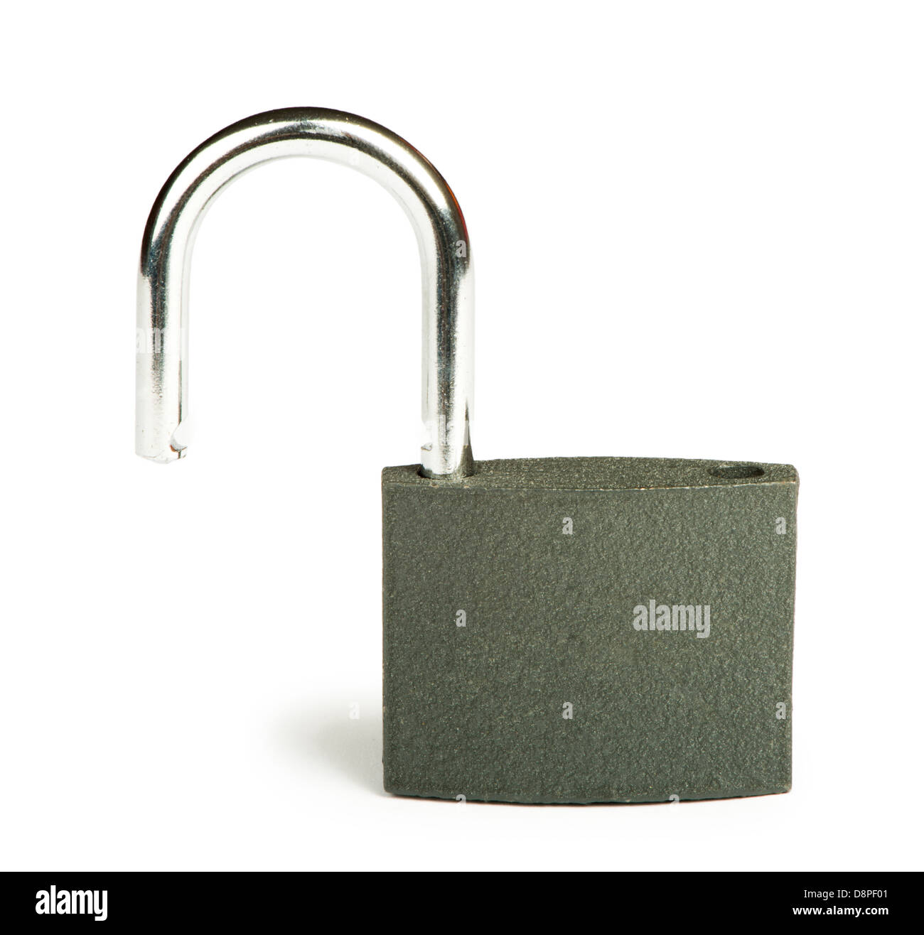 Grey padlock isolated studio shot. Locked and unlocked Stock Photo - Alamy