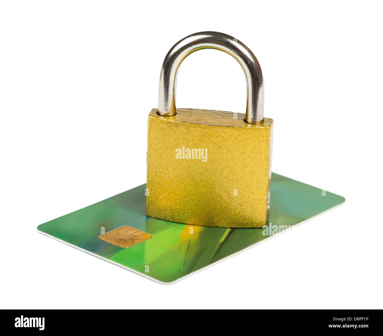 Grey locked padlock and credit cards. Isolated studio shot Stock Photo ...