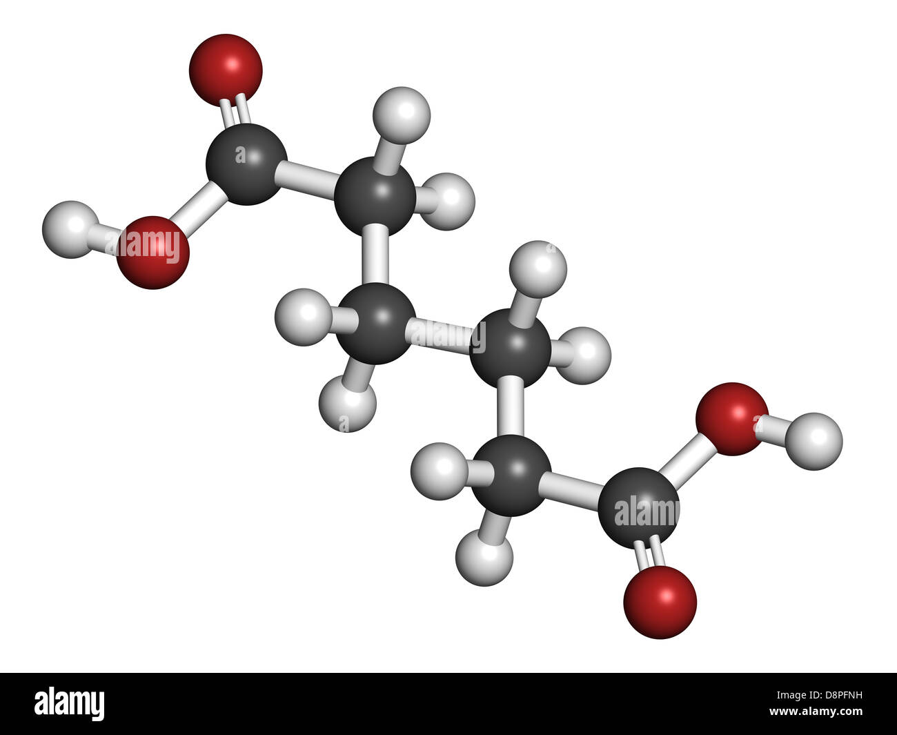 Adipic acid, nylon (polyamide) building block. Atoms are represented as ...