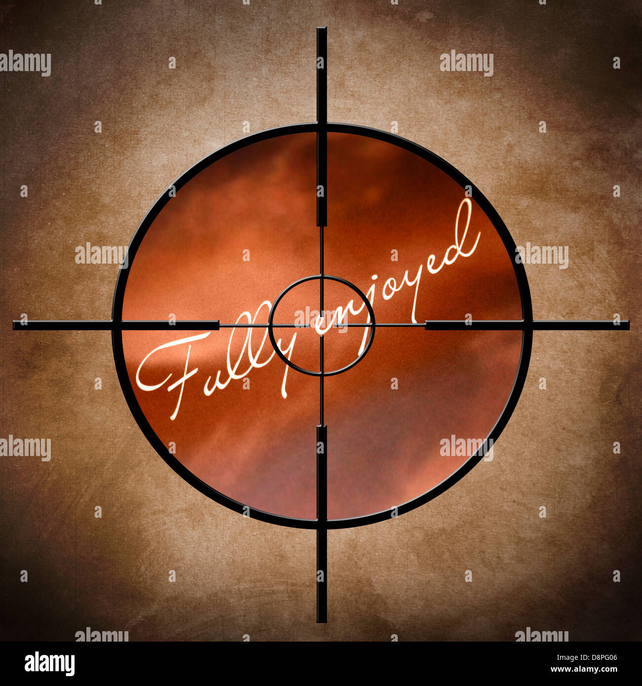 Fully enjoyed text in target Stock Photo - Alamy