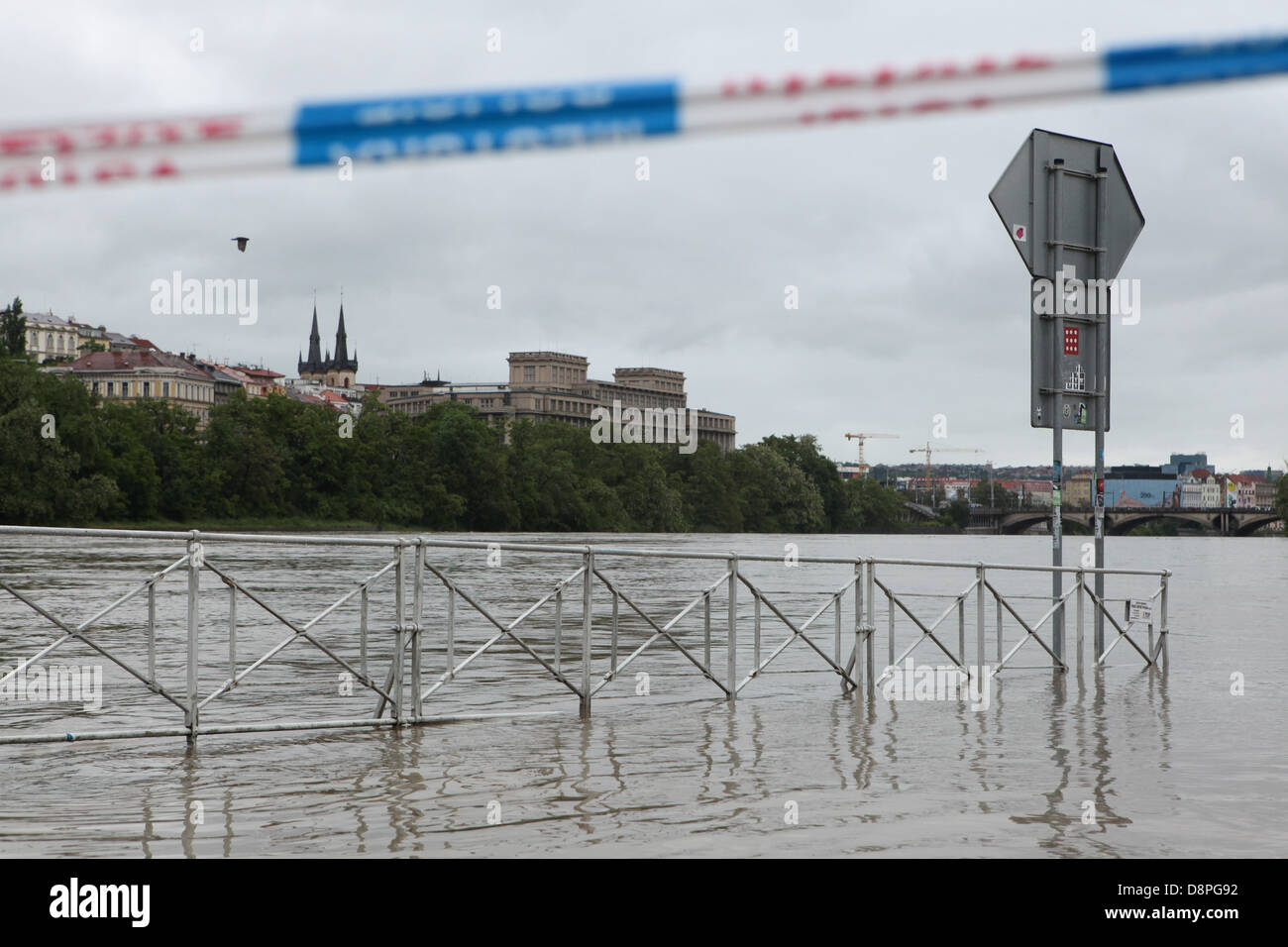 Flood in Prague, Czech Republic, on June 2, 2013. The flooded Vltava ...