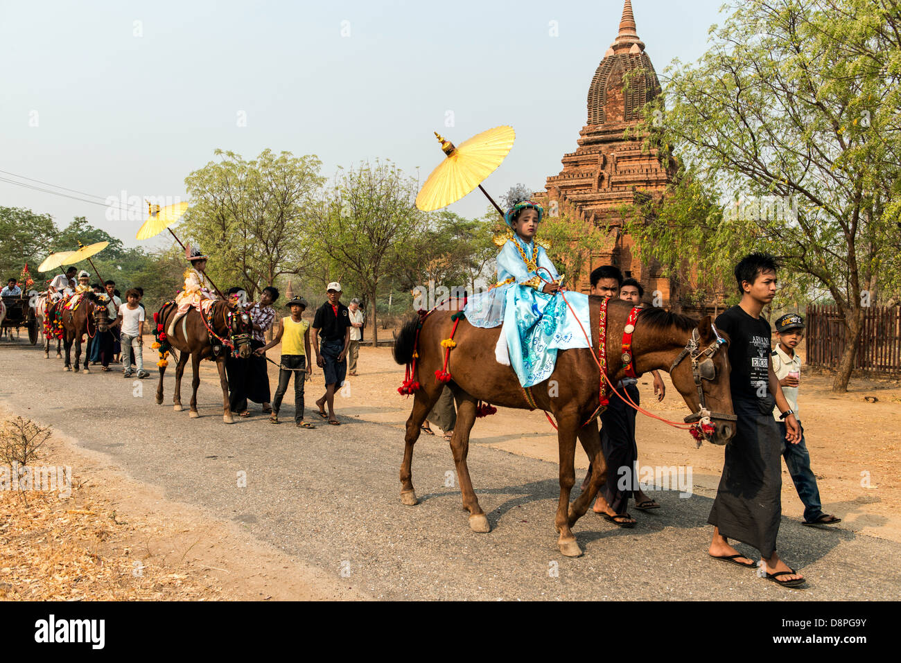 Buddhist monk initiation ceremony in a village near Bagan Burma Myanmar ...