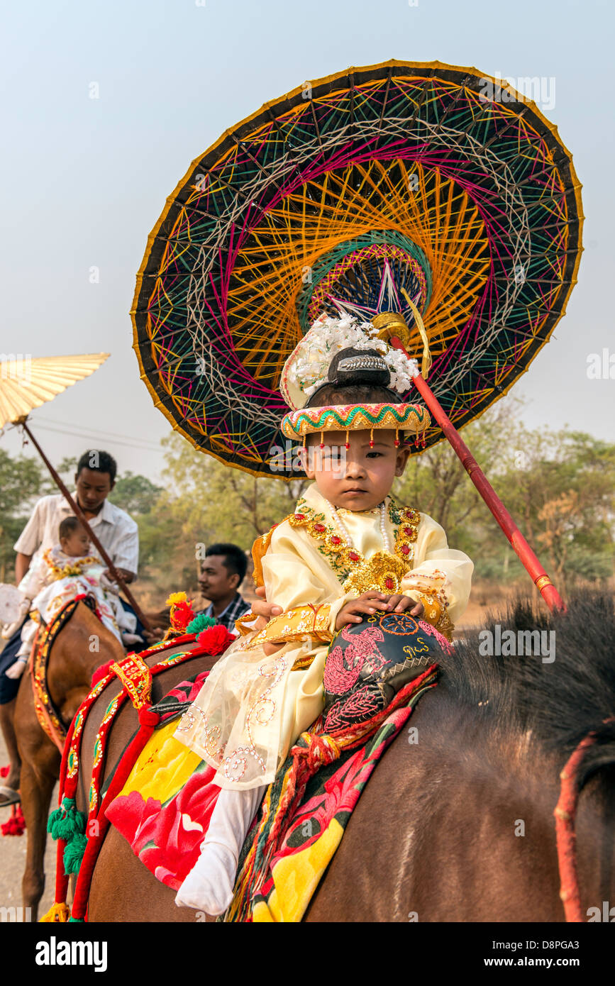 Buddhist monk initiation ceremony in a village near Bagan Burma Myanmar ...